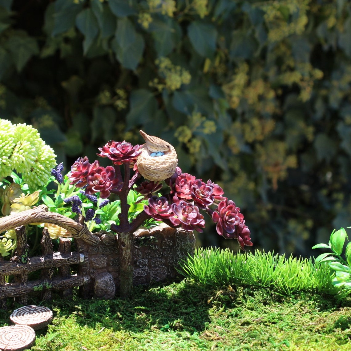 Bird Nest Fairy Garden Birds Miniature Birds Resin Bird | Etsy