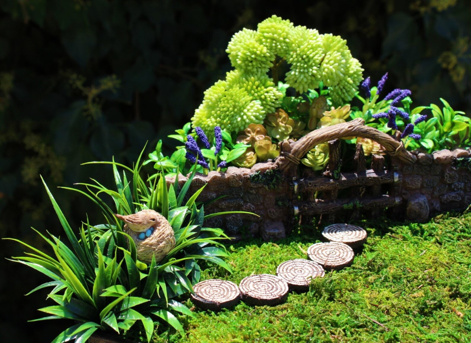 Fairy Garden Birds Nest Nest With Bird Mini Birds Resin | Etsy