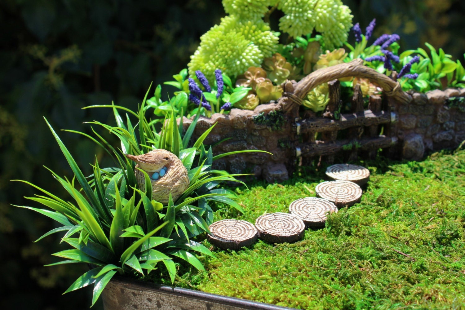 Fairy Garden Birds Nest Nest With Bird Mini Birds Resin | Etsy