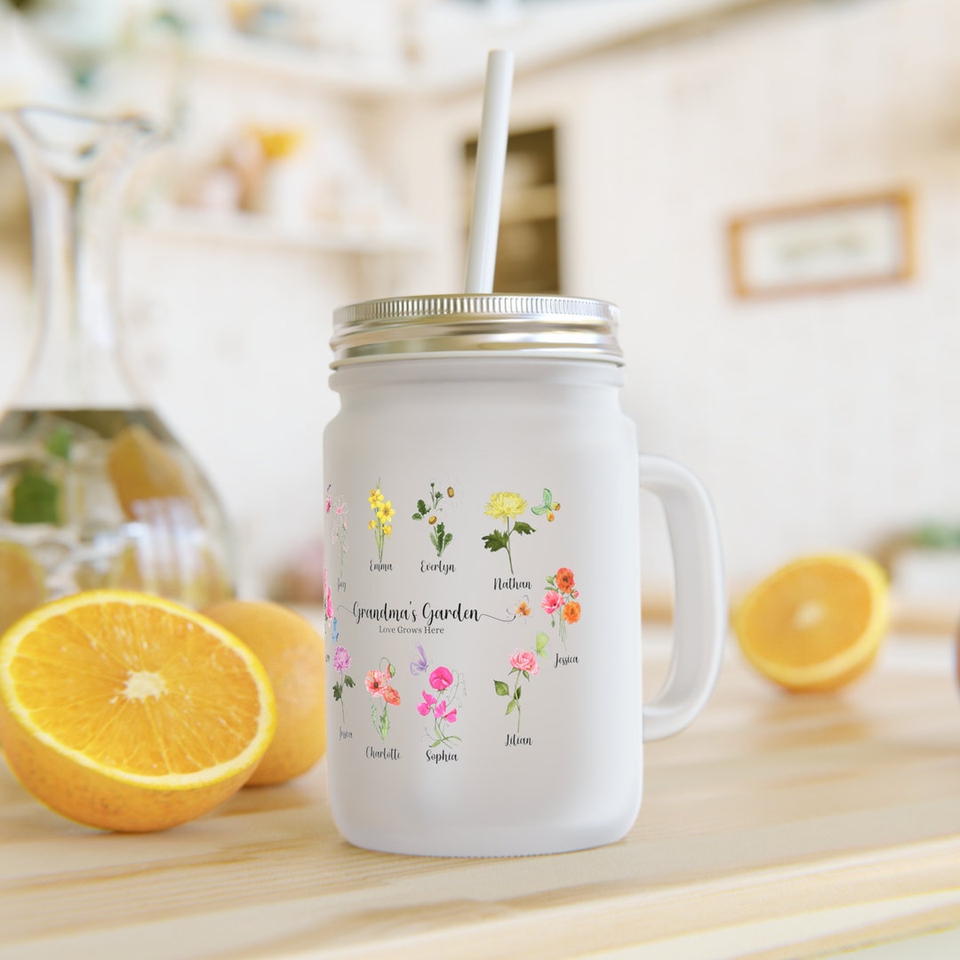Birth Flower Mason Jar Gift for Mom, Mom and Grandmas Garden Gift ...