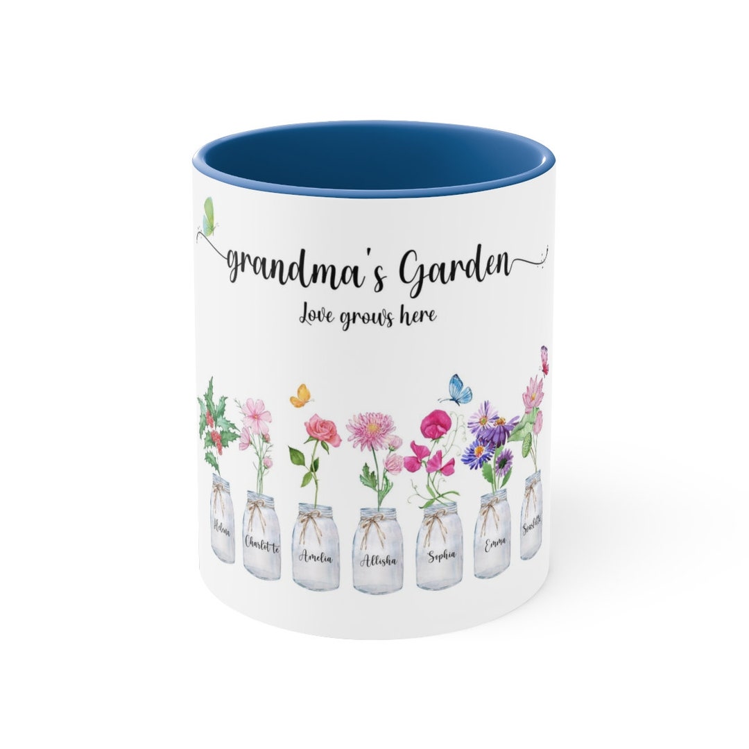 A Beautiful Two-tone Coffee Mugs, Custom Floral Grandma Mug With ...