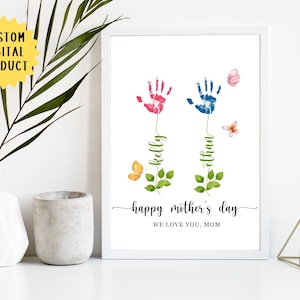 Personalized Flower Handprint, Mother's Day Flower Handprint, Grandma ...