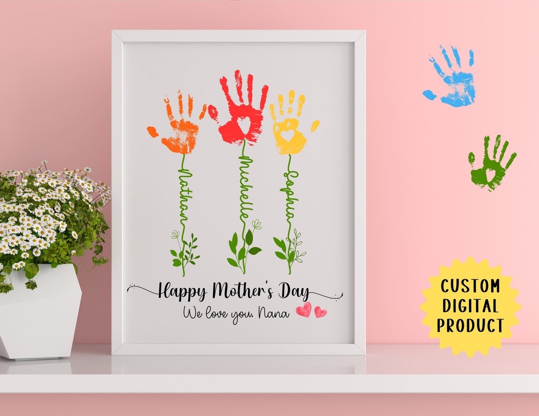 Custom Flower Handprint for Mother's Day, Handprint Art for Grandma ...