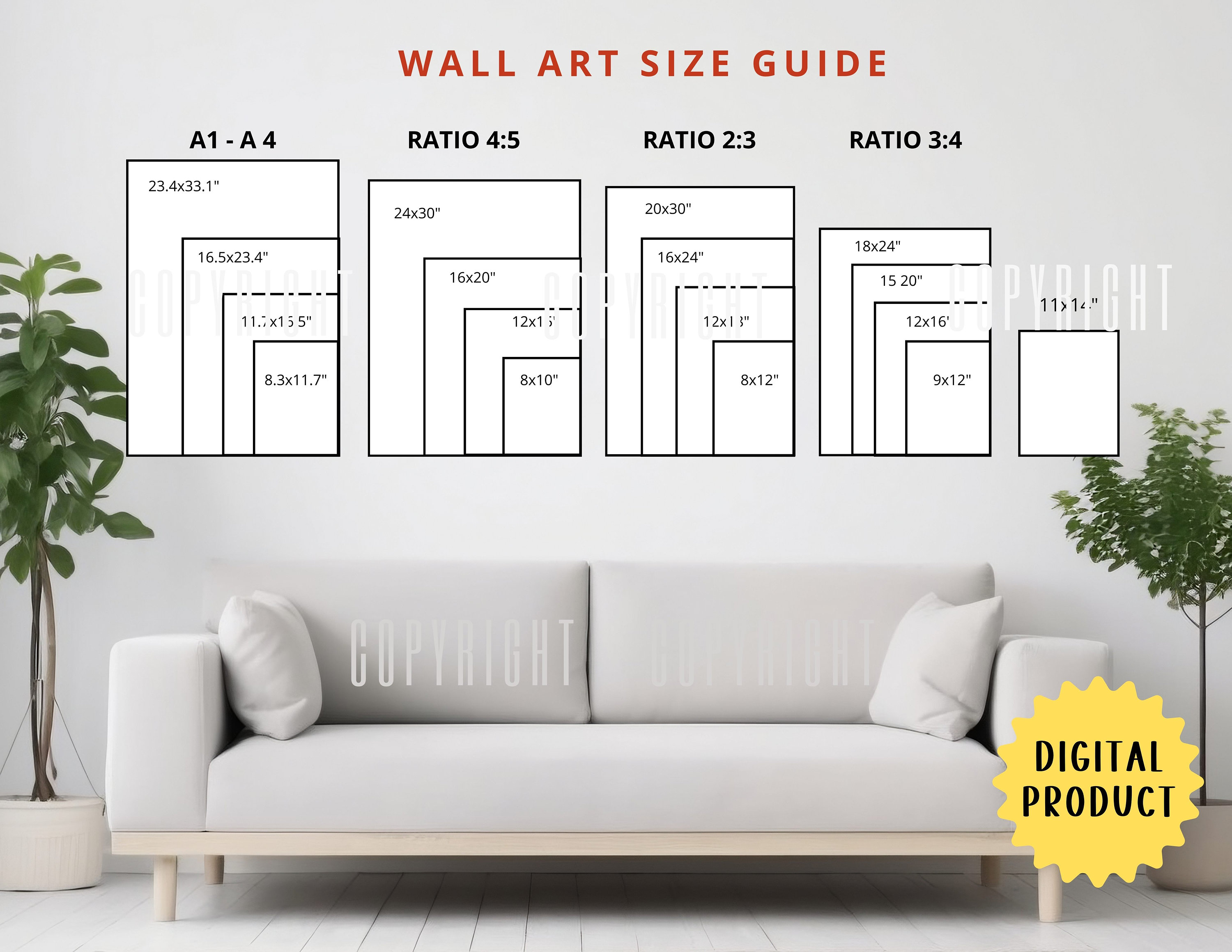 Livingroom Wall Decor Art Size Guide Digital Prints, Livingroom Wall ...