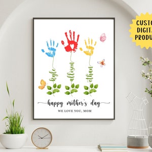 Personalized Flower Handprint, Mother's Day Flower Handprint, Grandma ...