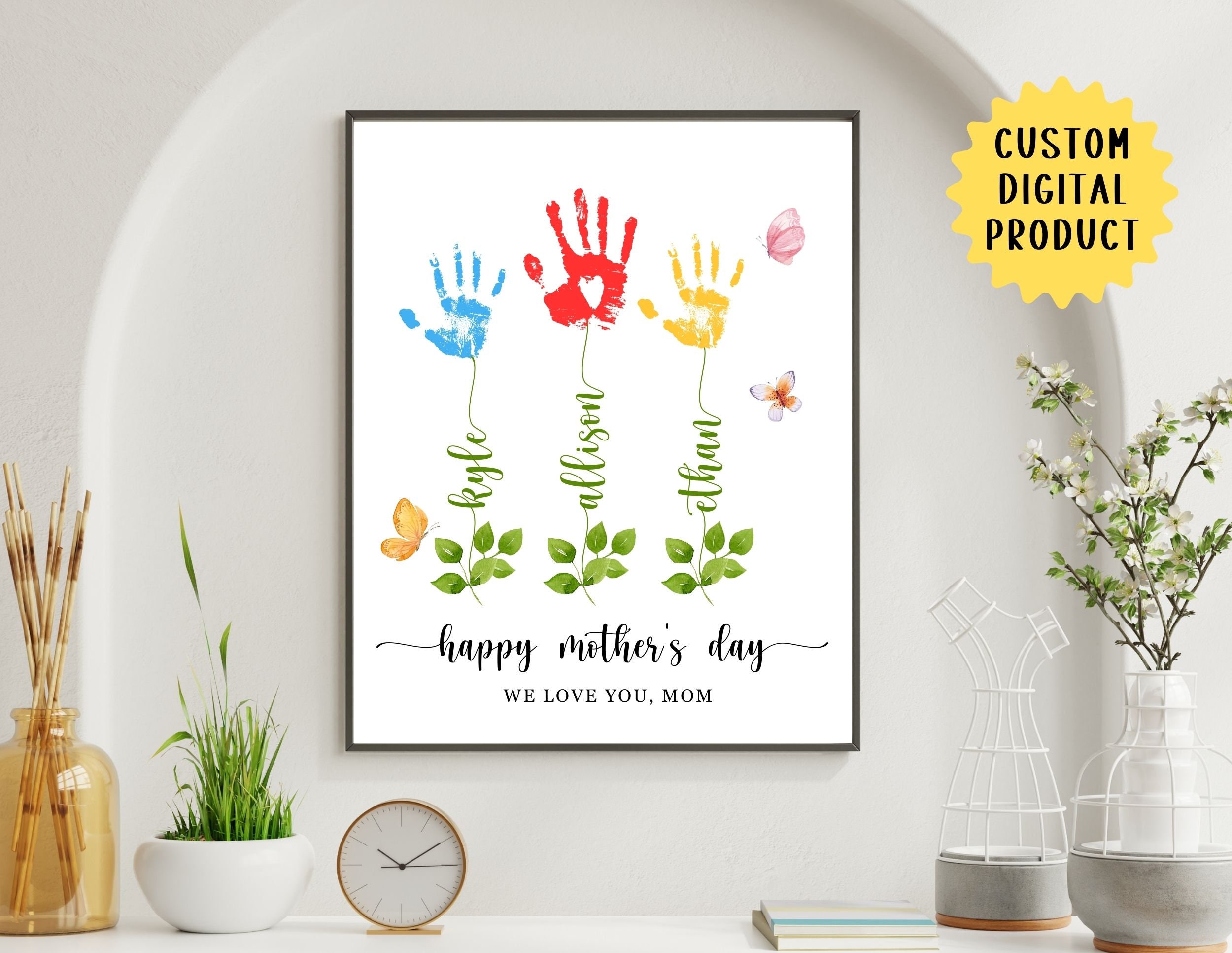 Personalized Flower Handprint, Mother's Day Flower Handprint, Grandma ...