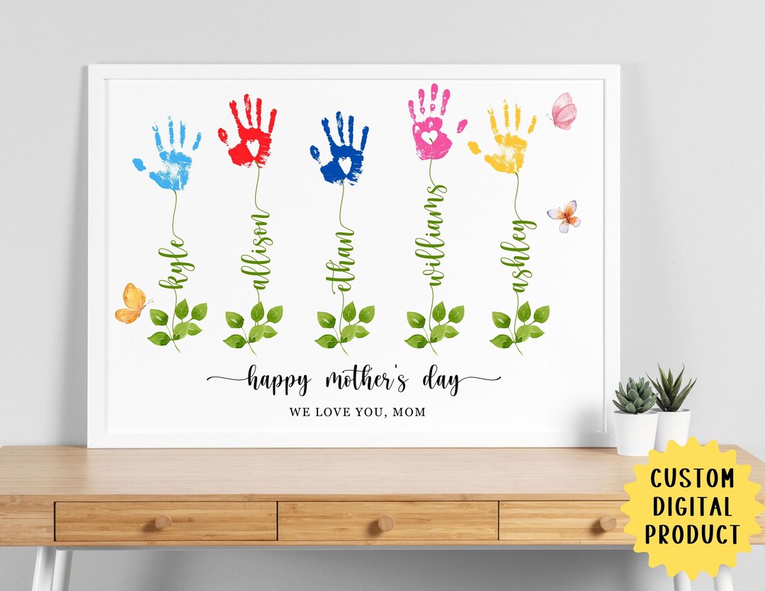 Personalized Flower Handprint, Mother's Day Flower Handprint, Grandma ...