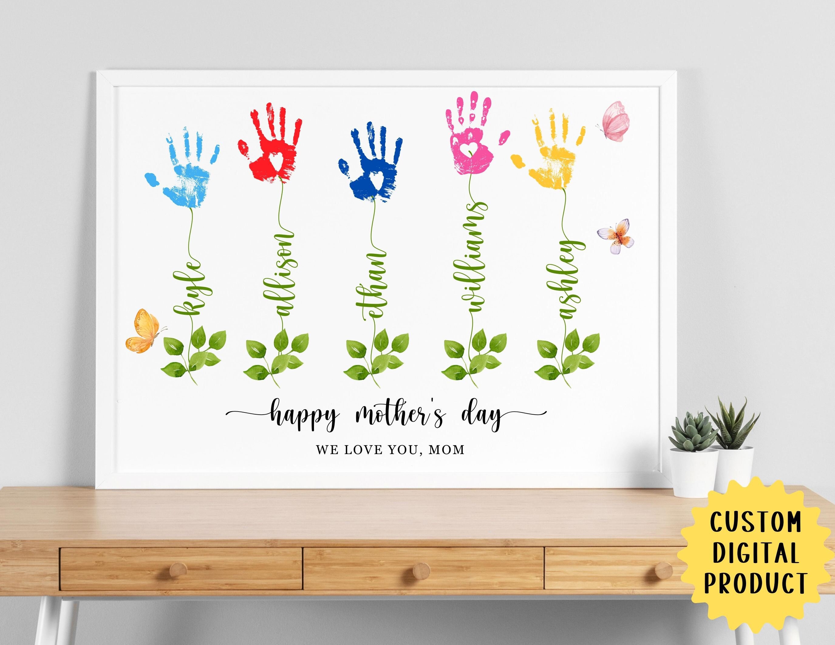 Personalized Flower Handprint, Mother's Day Flower Handprint, Grandma ...