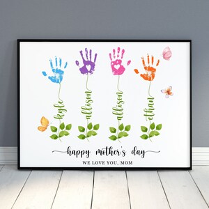 Personalized Flower Handprint, Mother's Day Flower Handprint, Grandma ...