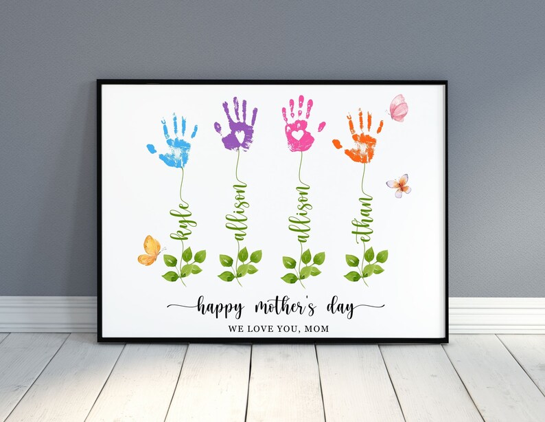 Personalized Flower Handprint, Mother's Day Flower Handprint, Grandma ...