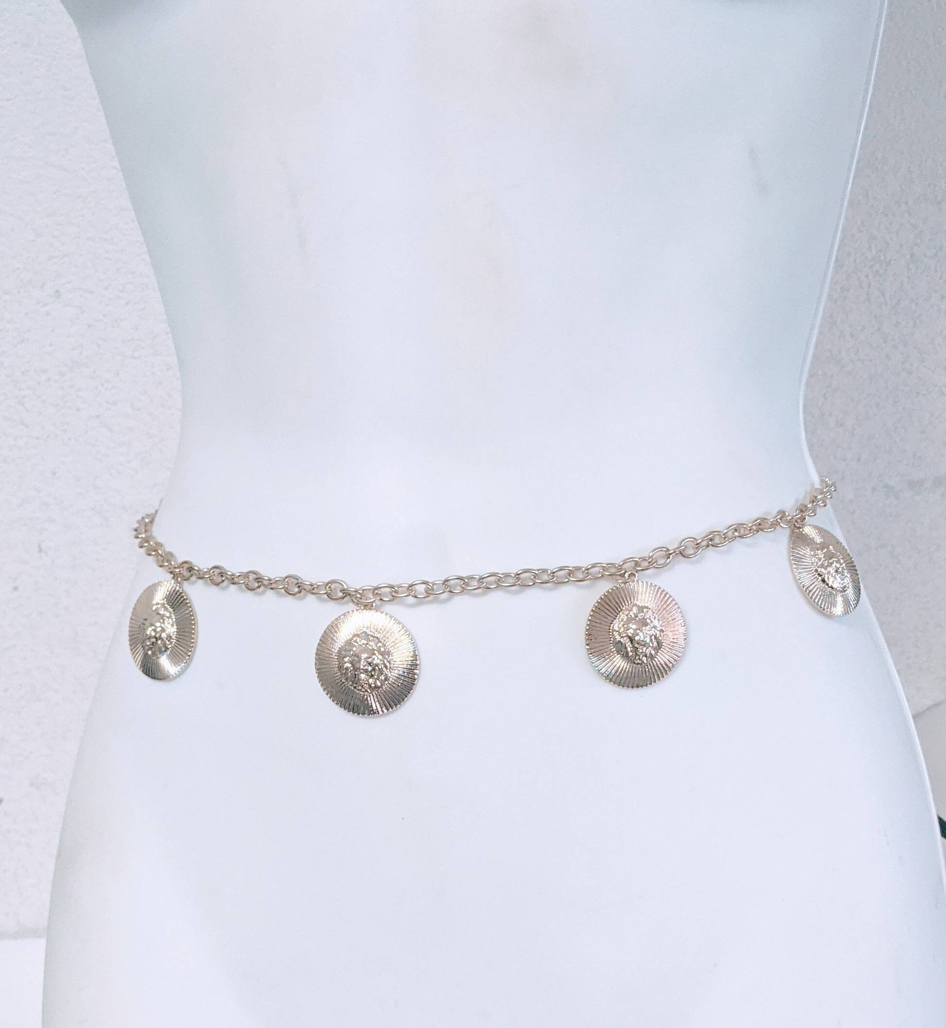 Gold Chain Link Lion Head Belt Women's Vintage M - Etsy