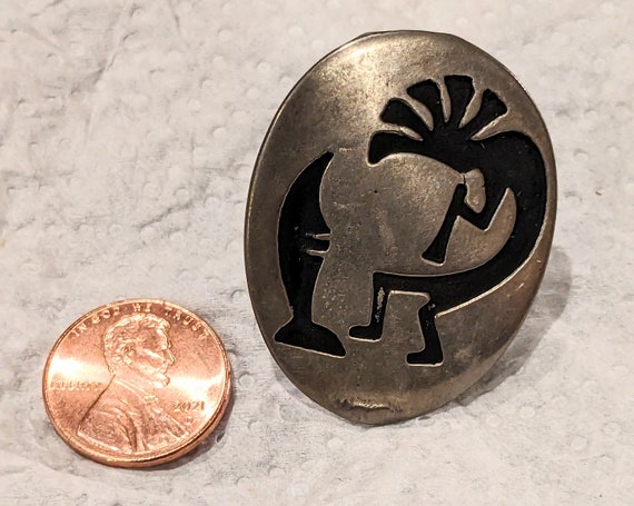 Vintage Hopi KoKopelli Kachina Fish Large Ring - Gem