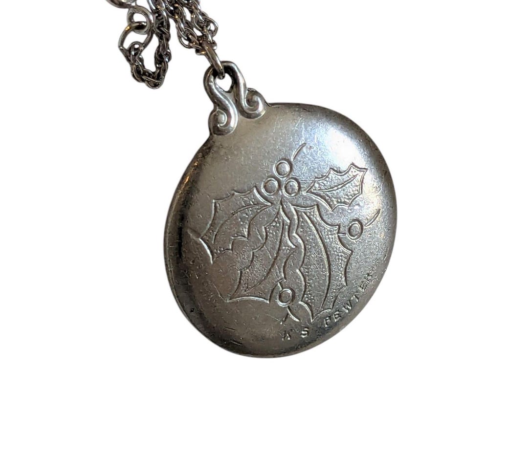 Vintage Pewter Engraved Pendant Necklace 18" - Etsy