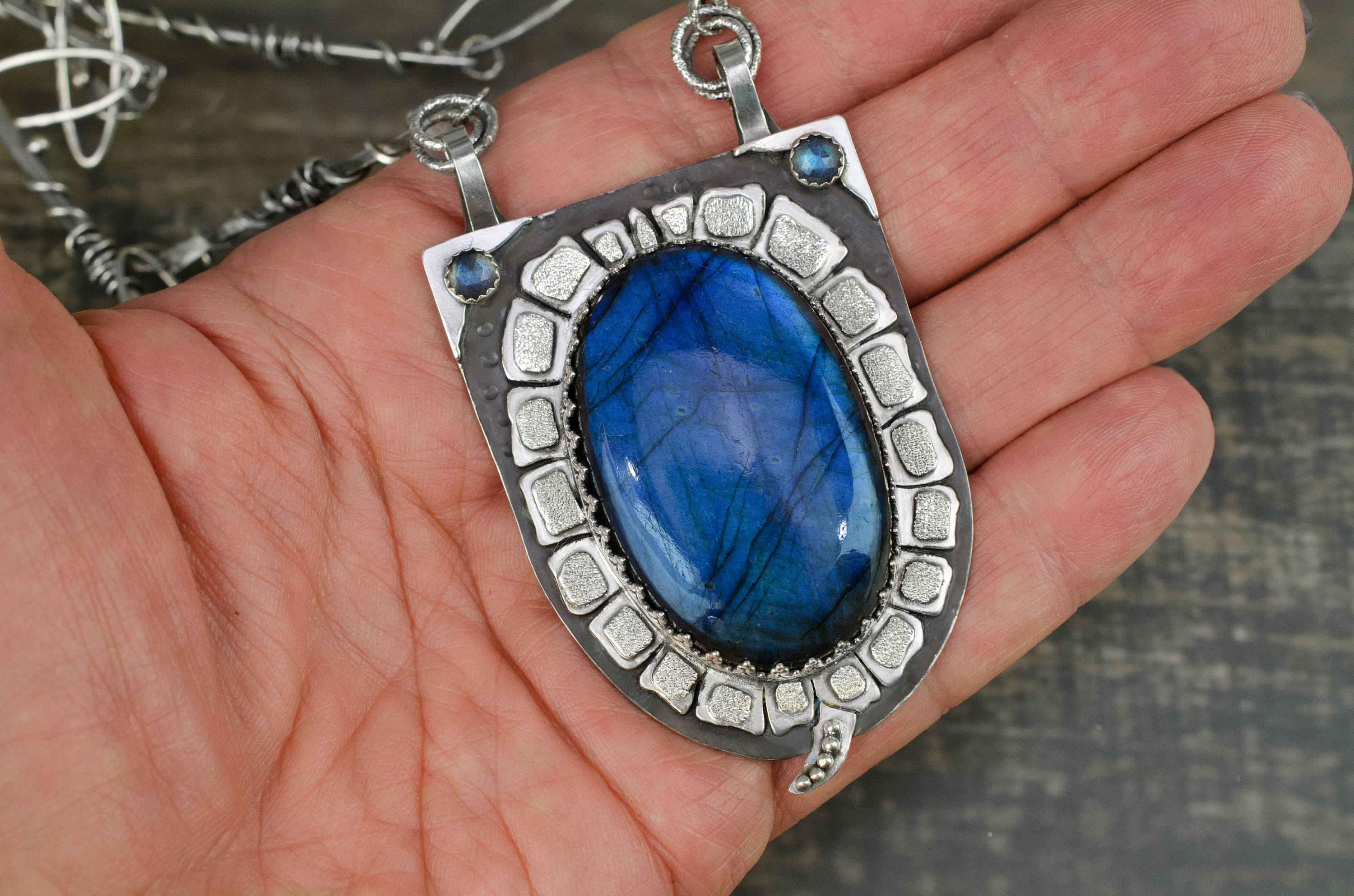 Handmade Sterling Silver and Labradorite Turtle Pendant With Handmade ...