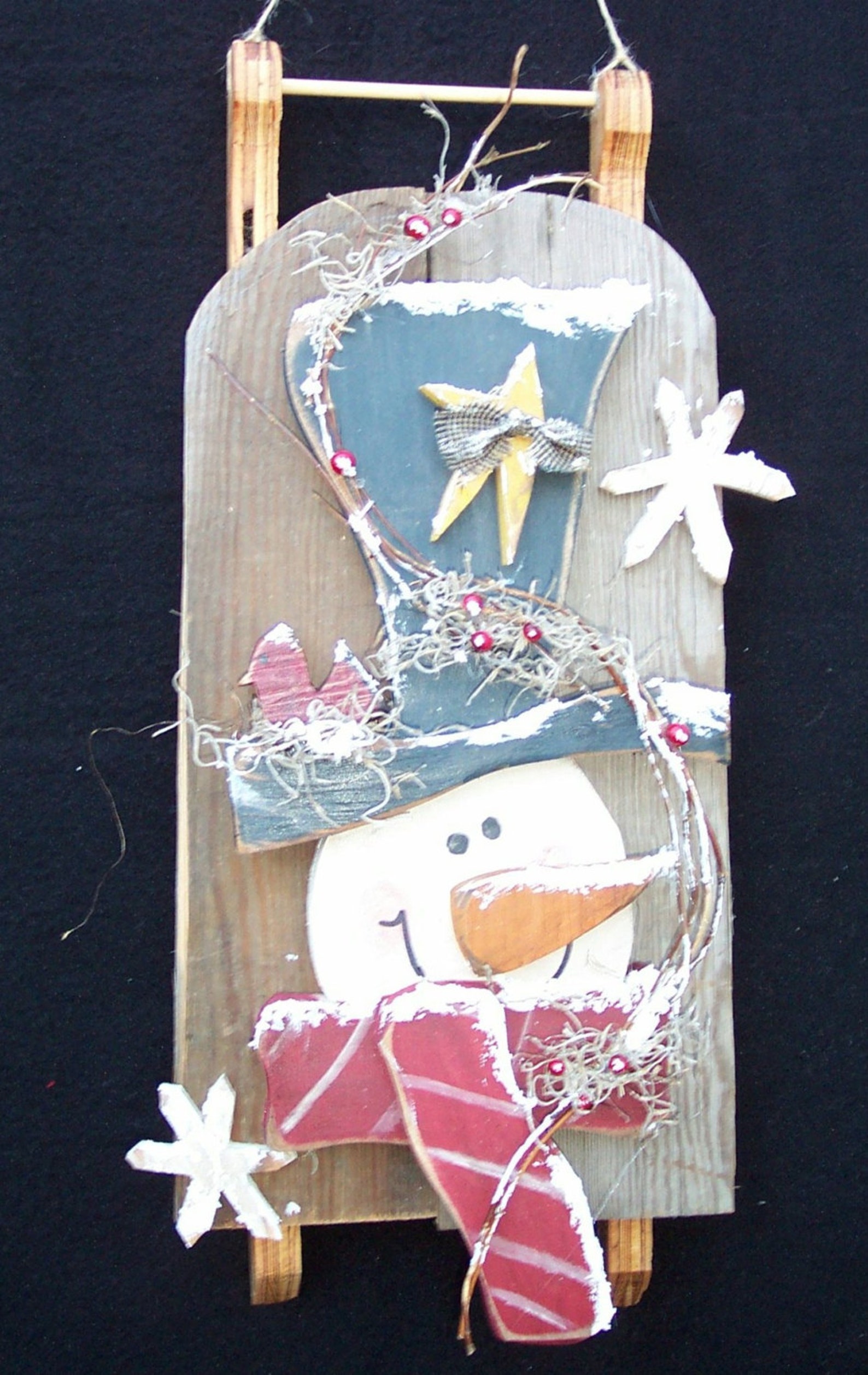 Barn Wood Snowman Sled Wood Craft Pattern for Winter or Christmas - Etsy