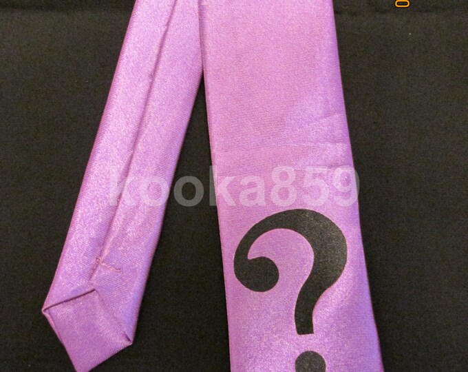 Riddler Inspired Purple Skinny Tie With Black 2 Question Mark Patch ...