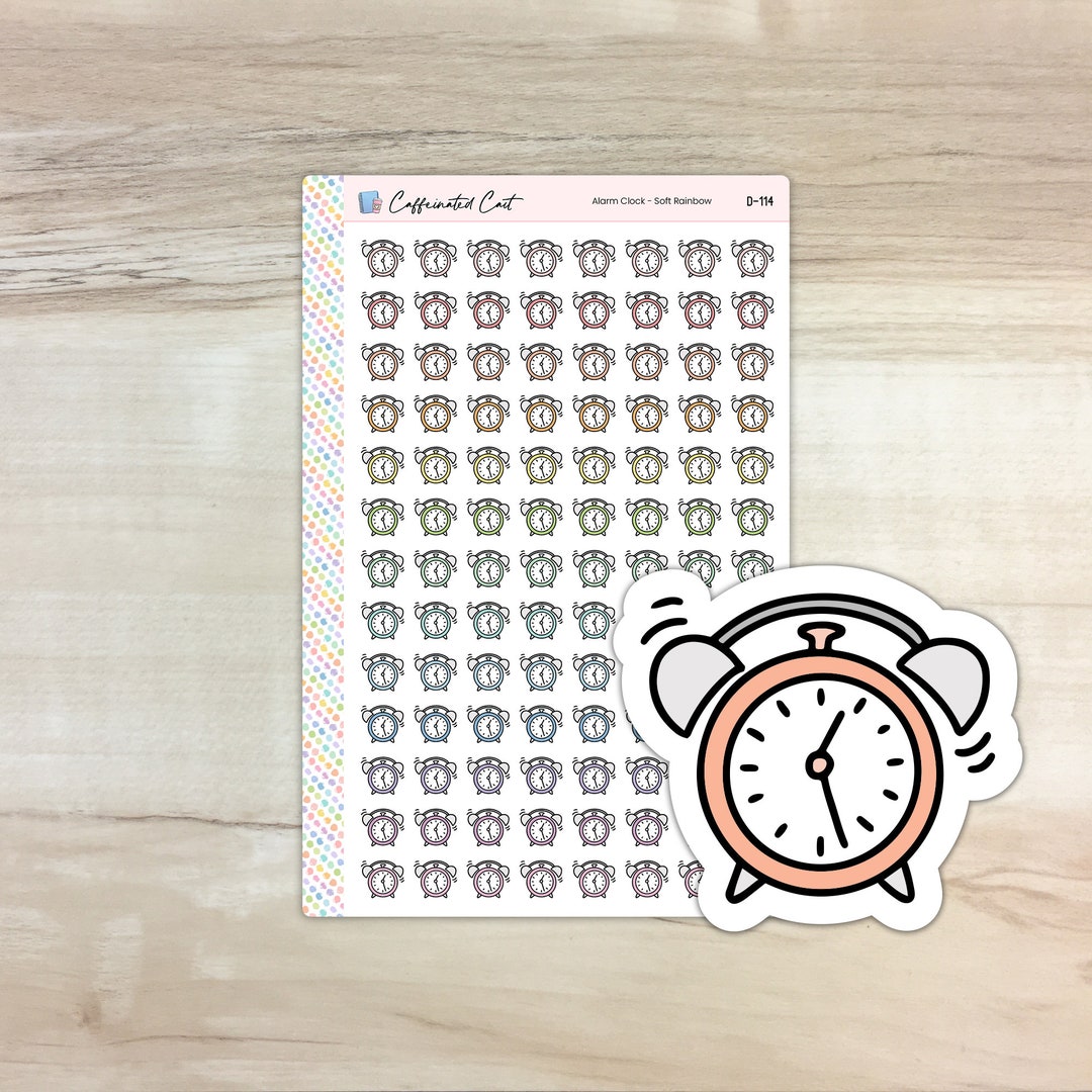 Alarm Clock Doodle Icon Stickers Soft Rainbow Colorway D-114 - Etsy