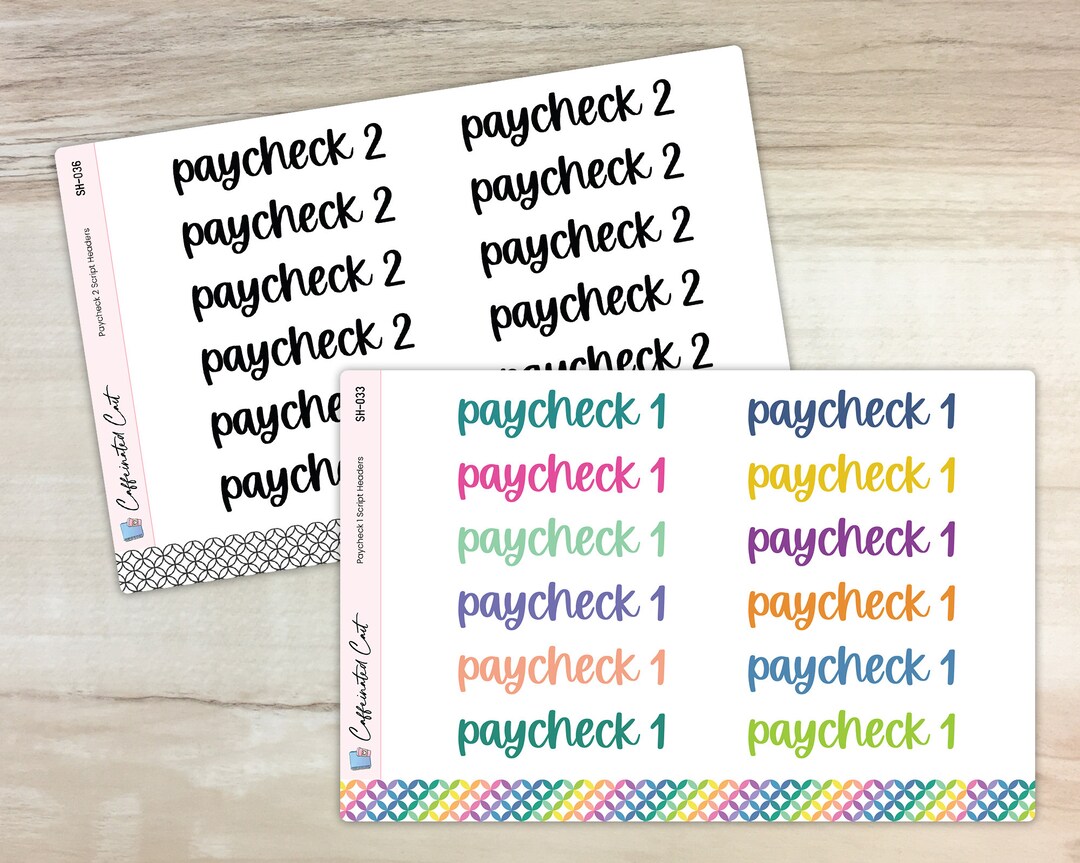 Paycheck Header Stickers - Font C - Etsy