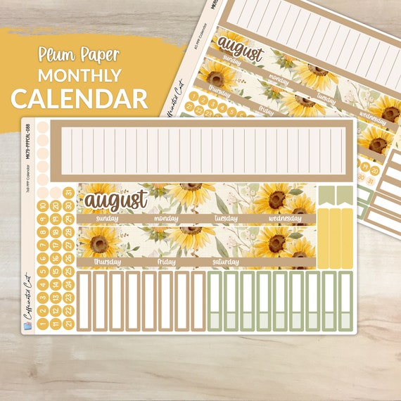 Calendar Kit for PLUM PAPER Planners Cottage Sunflower - Etsy