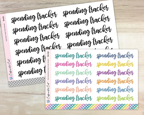Spending Tracker Script Header Stickers | Etsy