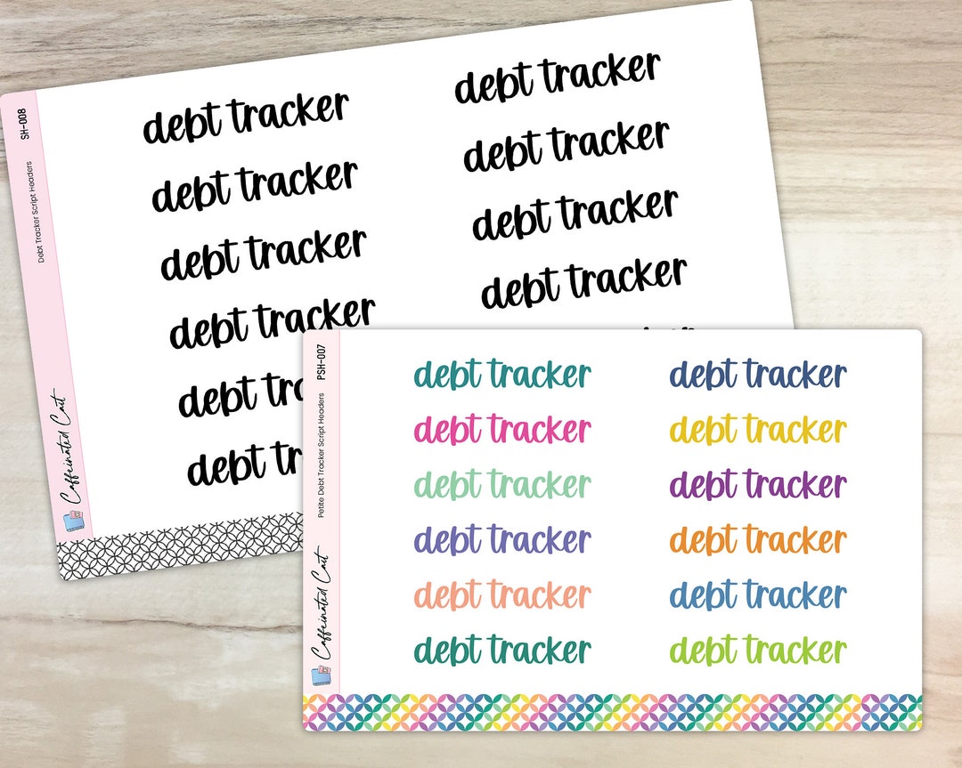 Debt Tracker Script Header Stickers - Font C - Etsy