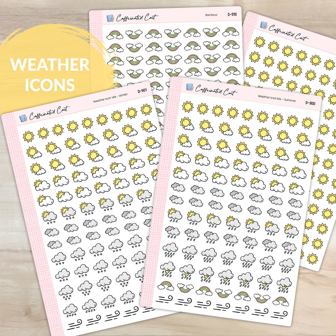 Weather Doodle Icon Stickers - Etsy
