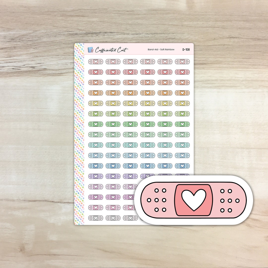 Band Aid Doodle Icon Stickers Soft Rainbow Colorway D-108 - Etsy