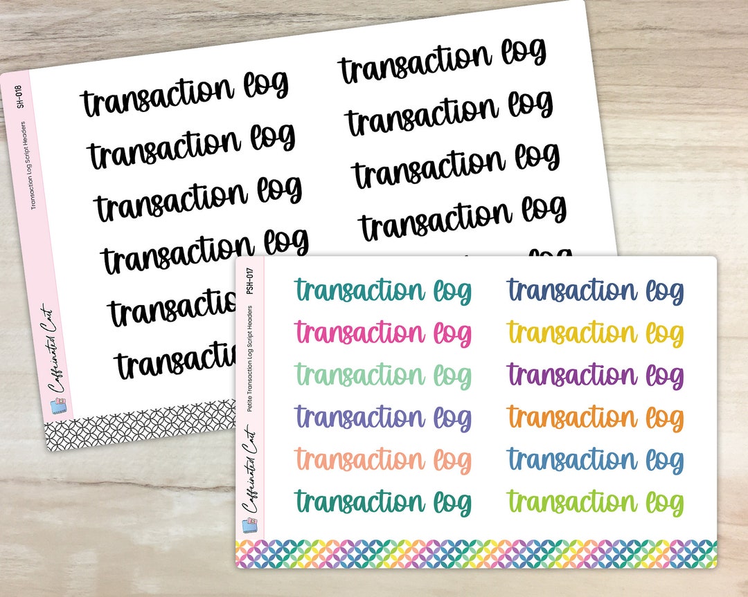 Transaction Log Script Header Stickers - Font C - Etsy