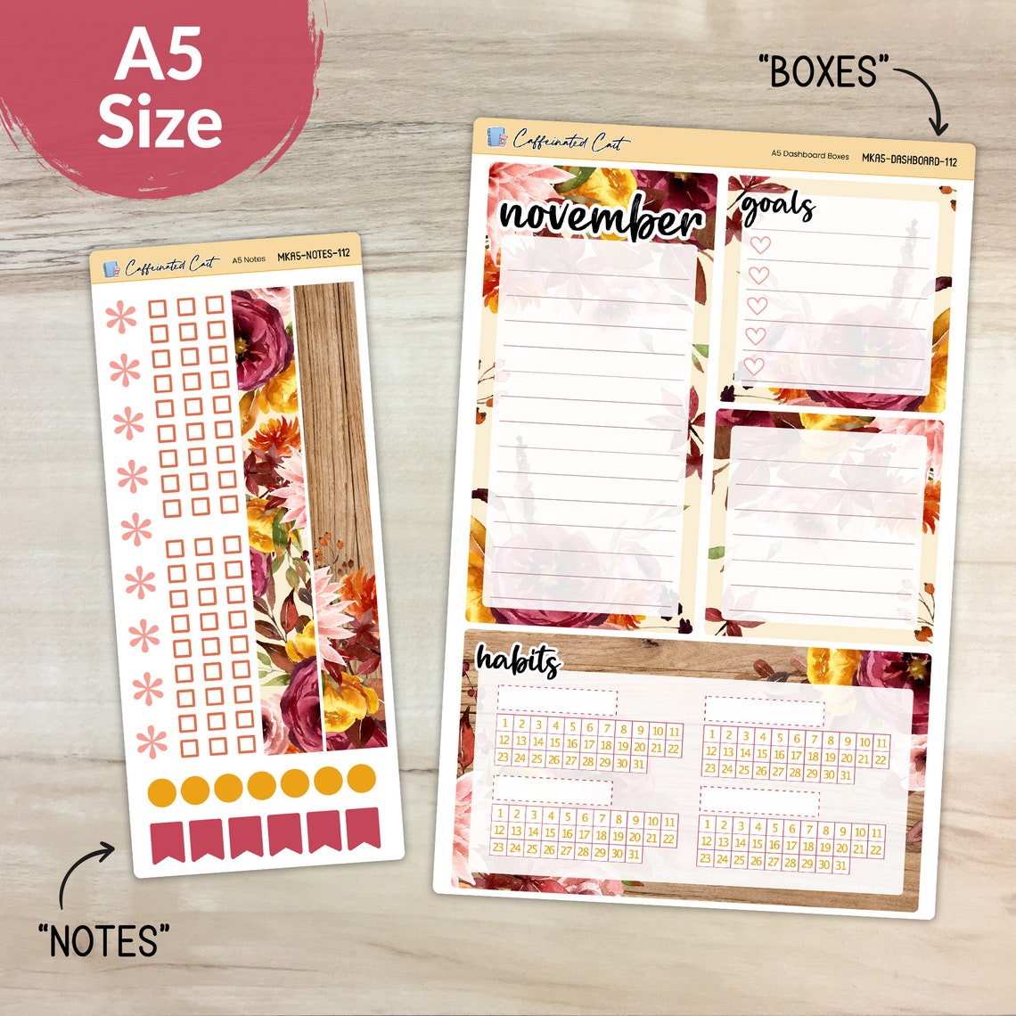 Dashboard and Notes Kit Burnt Floral BK-112 - Etsy
