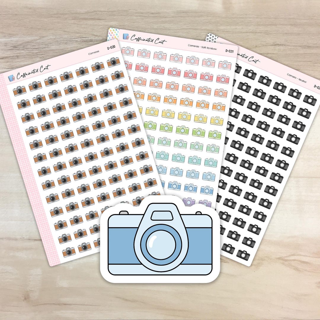 Camera Doodle Icon Stickers - Etsy