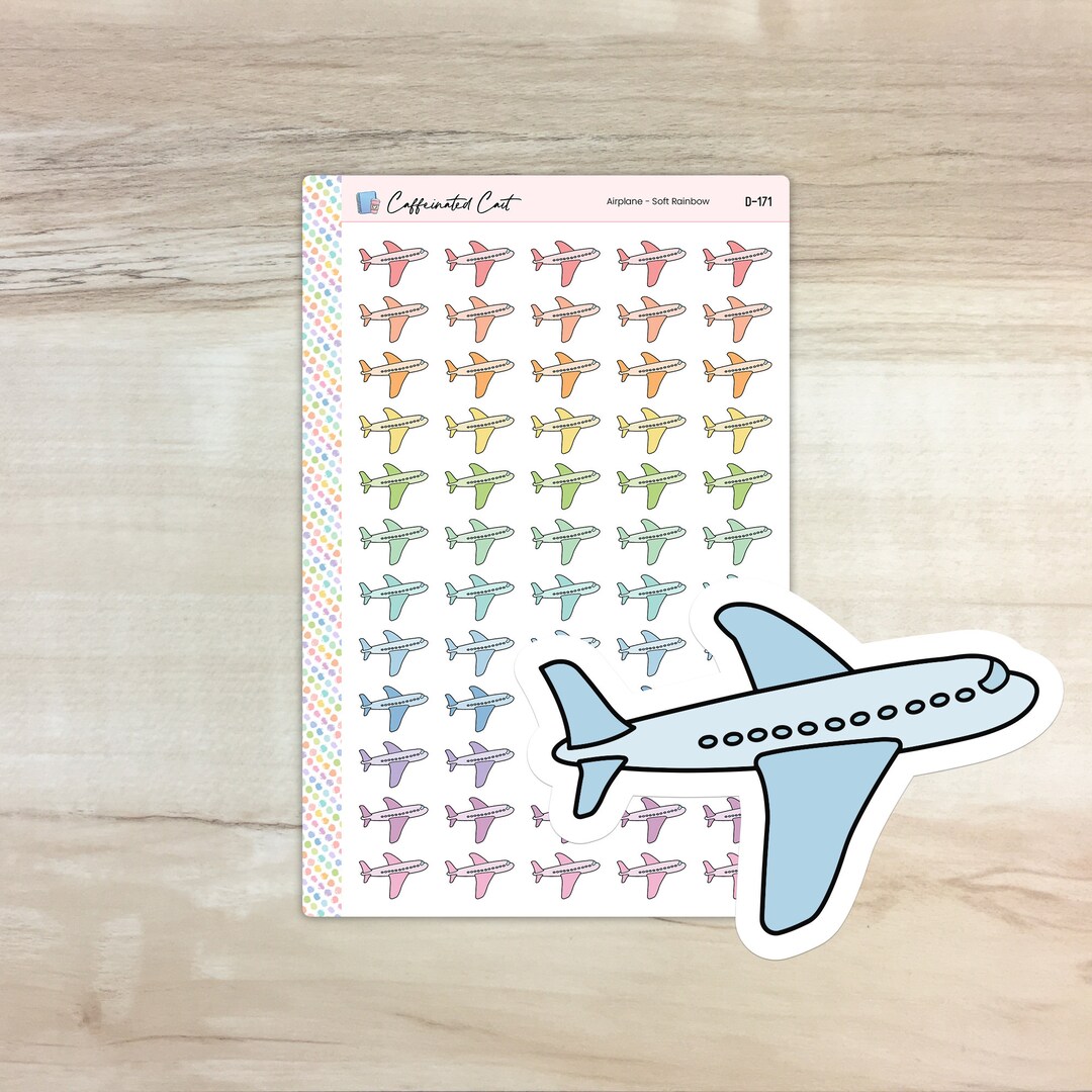Airplane Doodle Icon Stickers Soft Rainbow Colorway D-171 - Etsy