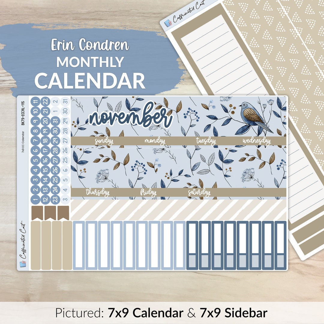Calendar Kit for ERIN CONDREN Planners - Flutter [ MK-115 ] - Etsy