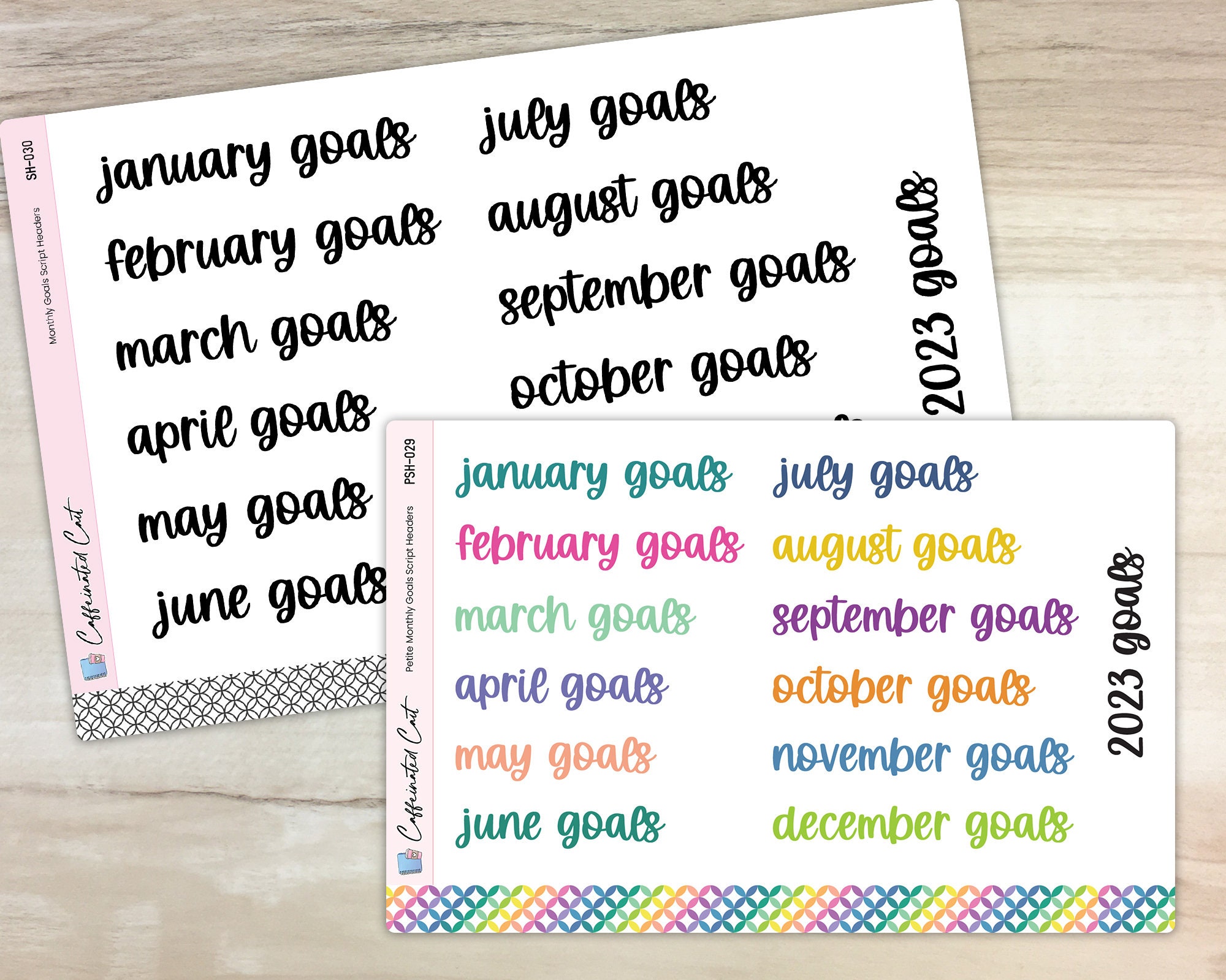 Monthly Goals Script Header Stickers Font C - Etsy