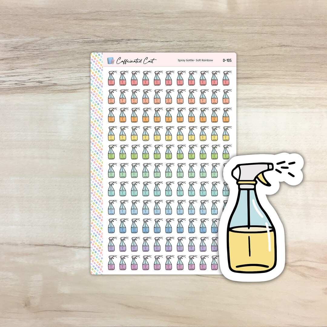 Spray Bottle Doodle Icon Stickers Soft Rainbow Colorway D-105 - Etsy