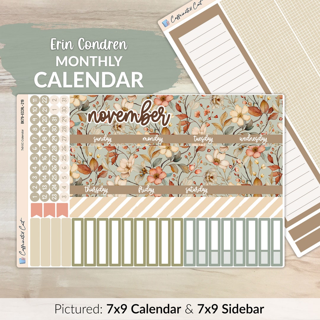 Calendar Kit for ERIN CONDREN Planners - Vintage Floral [ MK-219 ] - Etsy