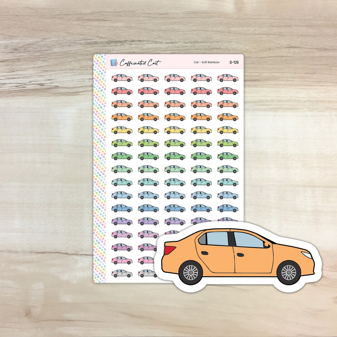 Car Doodle Icon Stickers Soft Rainbow Colorway D-126 - Etsy