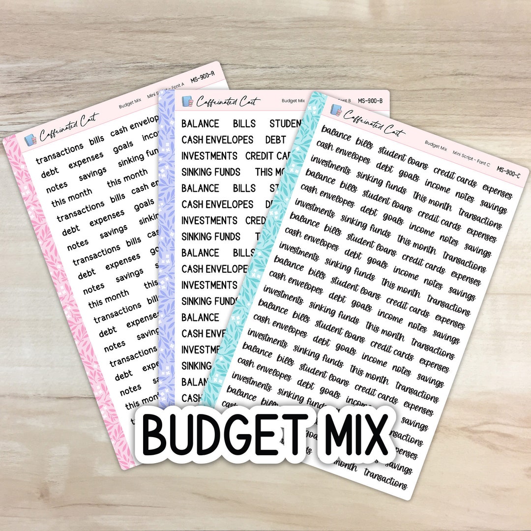 Budget Mix - Mini Script Planner Stickers [ MS-900 ] - Etsy