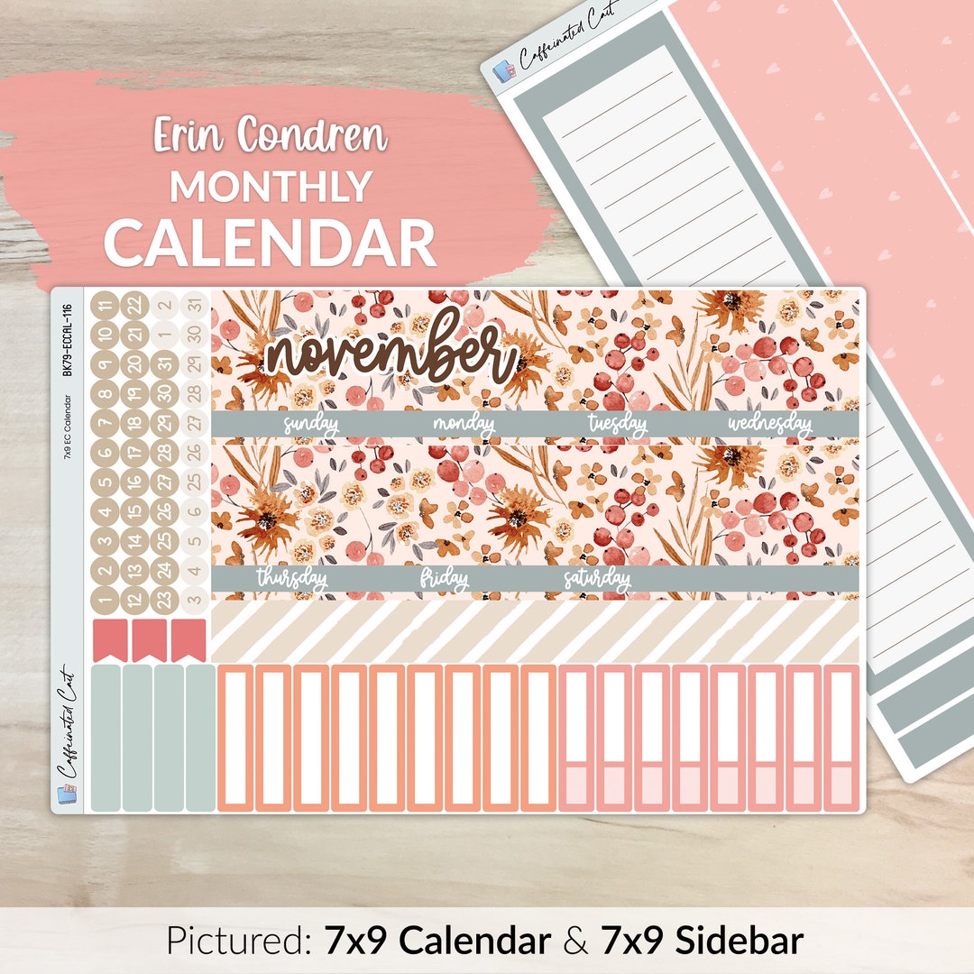 Calendar Kit for ERIN CONDREN Planners - Cranberry Frost [ MK-116 ] - Etsy
