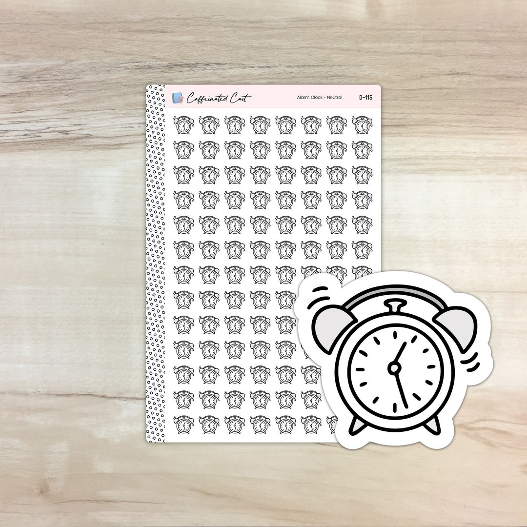 Alarm Clock Doodle Icon Stickers Neutral Colorway D-115 - Etsy