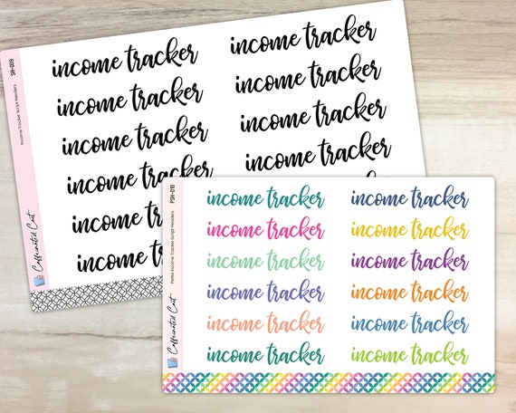 Income Tracker Script Header Stickers | Etsy