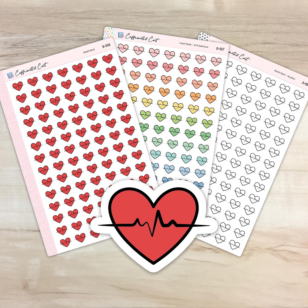 Heartbeat Doodle Icon Stickers - Etsy