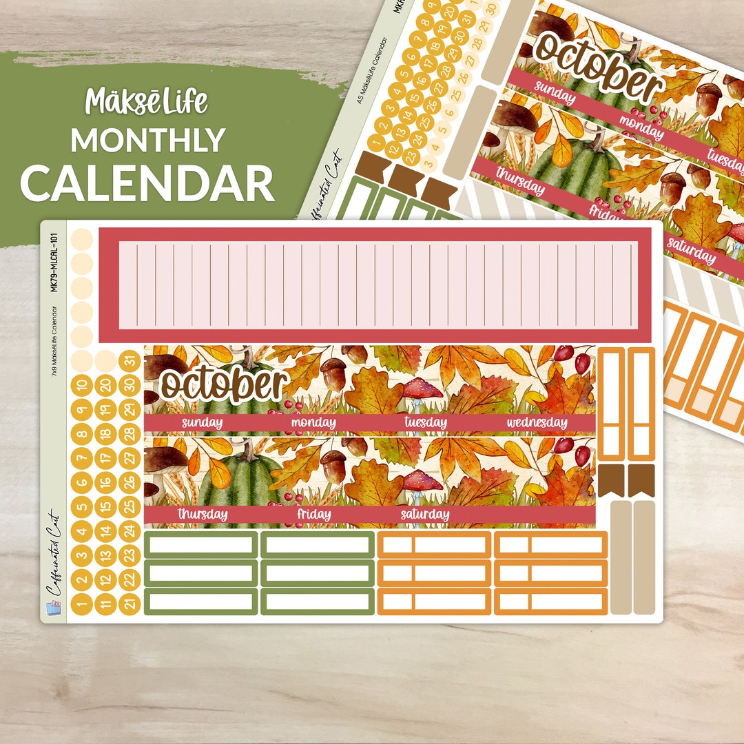 Kit de calendario para agendas MAKSELIFE - Hojas de otoño [MK-101 ...