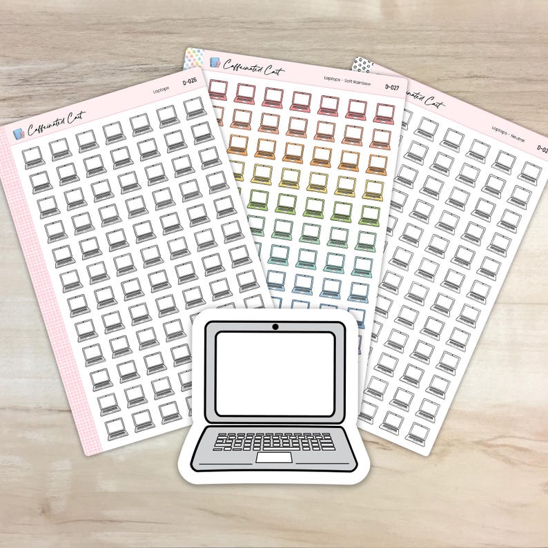 Laptop Doodle Icon Stickers - Etsy