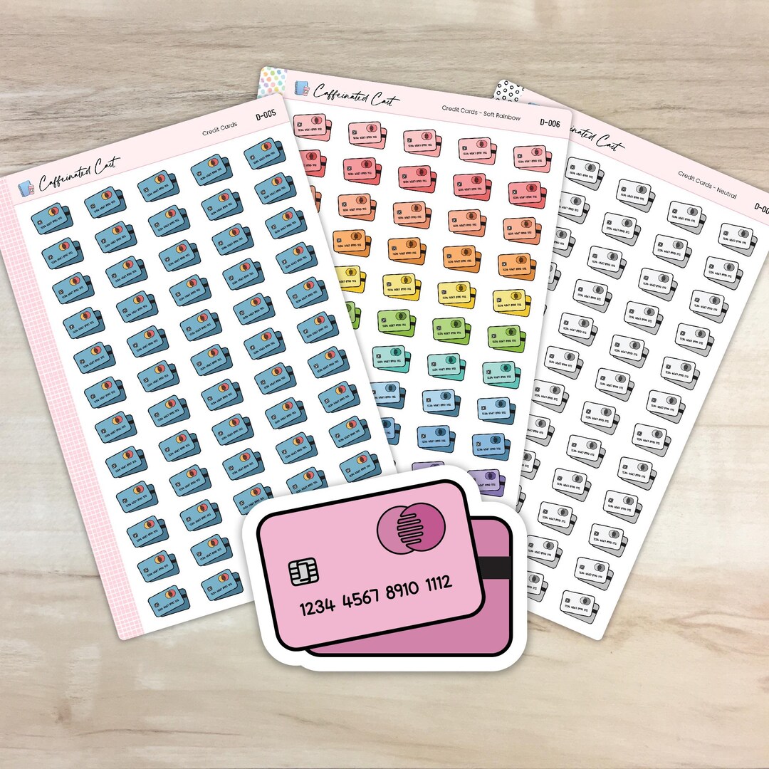 Credit Card Doodle Icon Stickers - Etsy