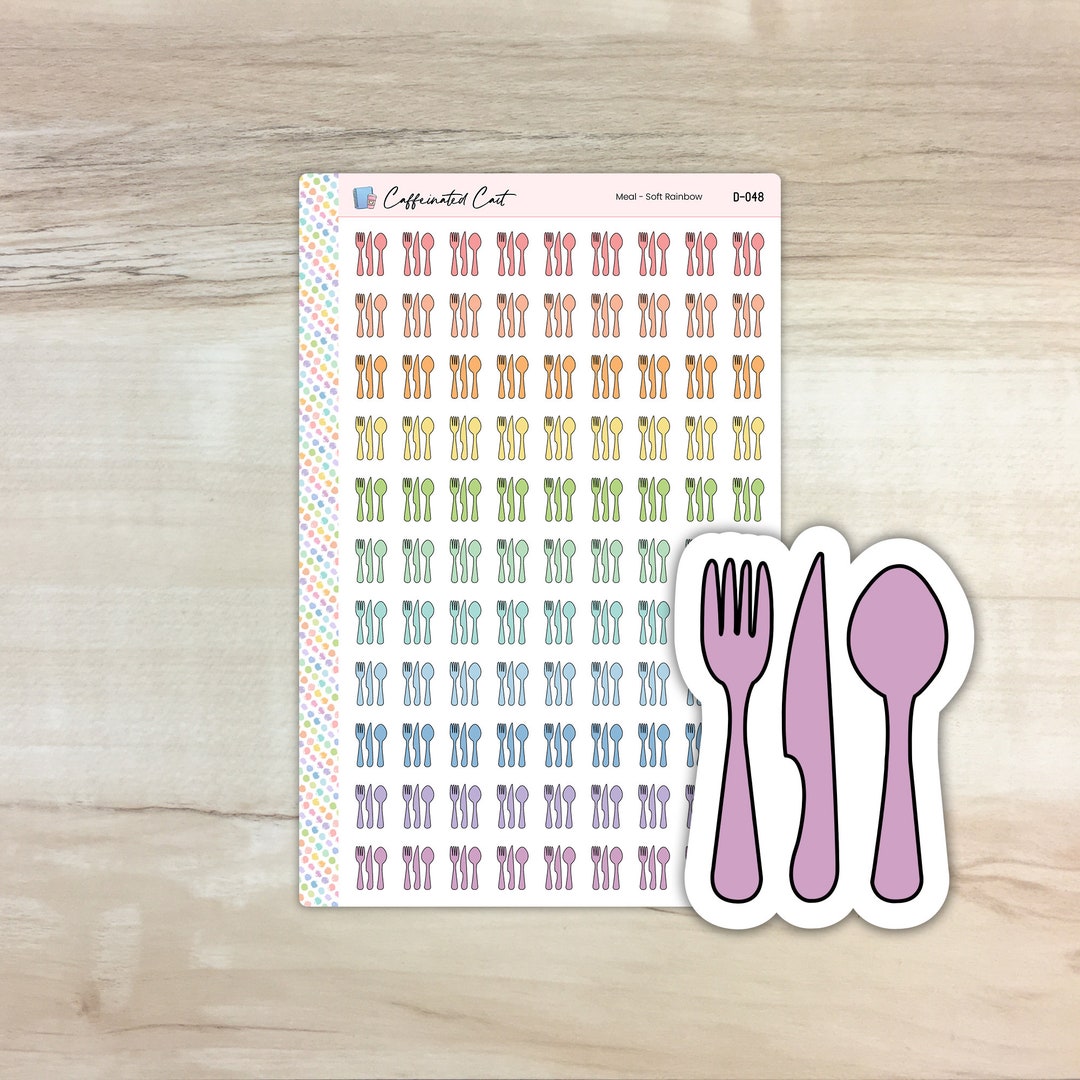 Meal Doodle Icon Stickers Soft Rainbow Colorway D-048 - Etsy