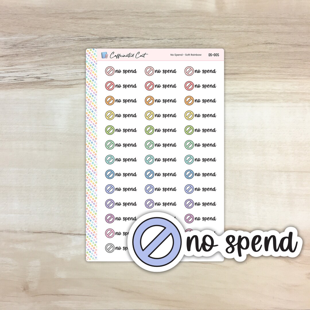 No Spend Stickers - Soft Rainbow Colorway [ DS-005 ] - Etsy