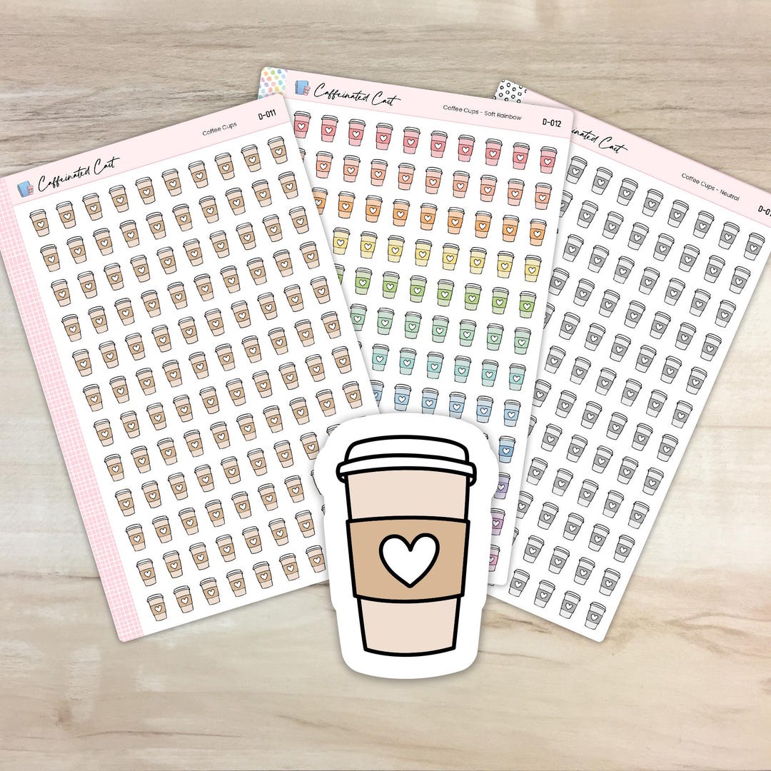 Coffee Cup Doodle Icon Stickers - Etsy