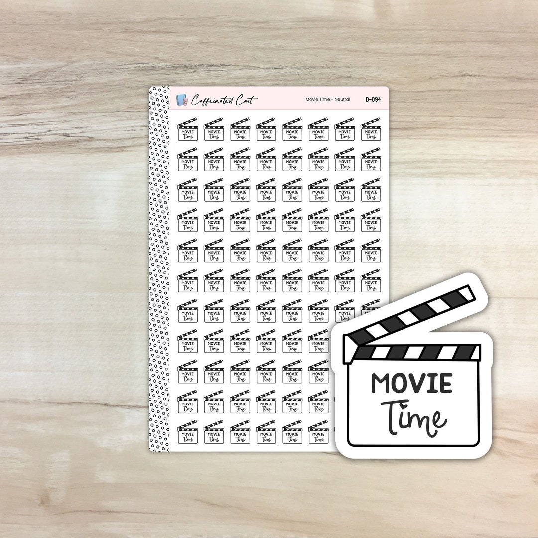 Movie Time Doodle Icon Stickers Neutral Colorway D-094 - Etsy