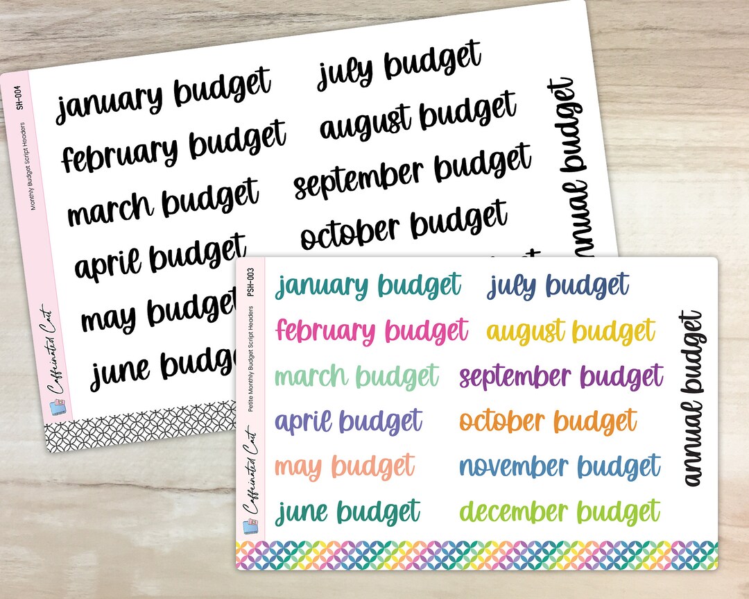 Monthly Budget Script Header Stickers - Font C - Etsy