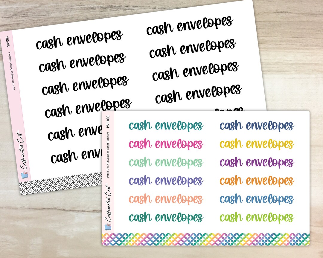 Cash Envelopes Script Header Stickers - Font C - Etsy